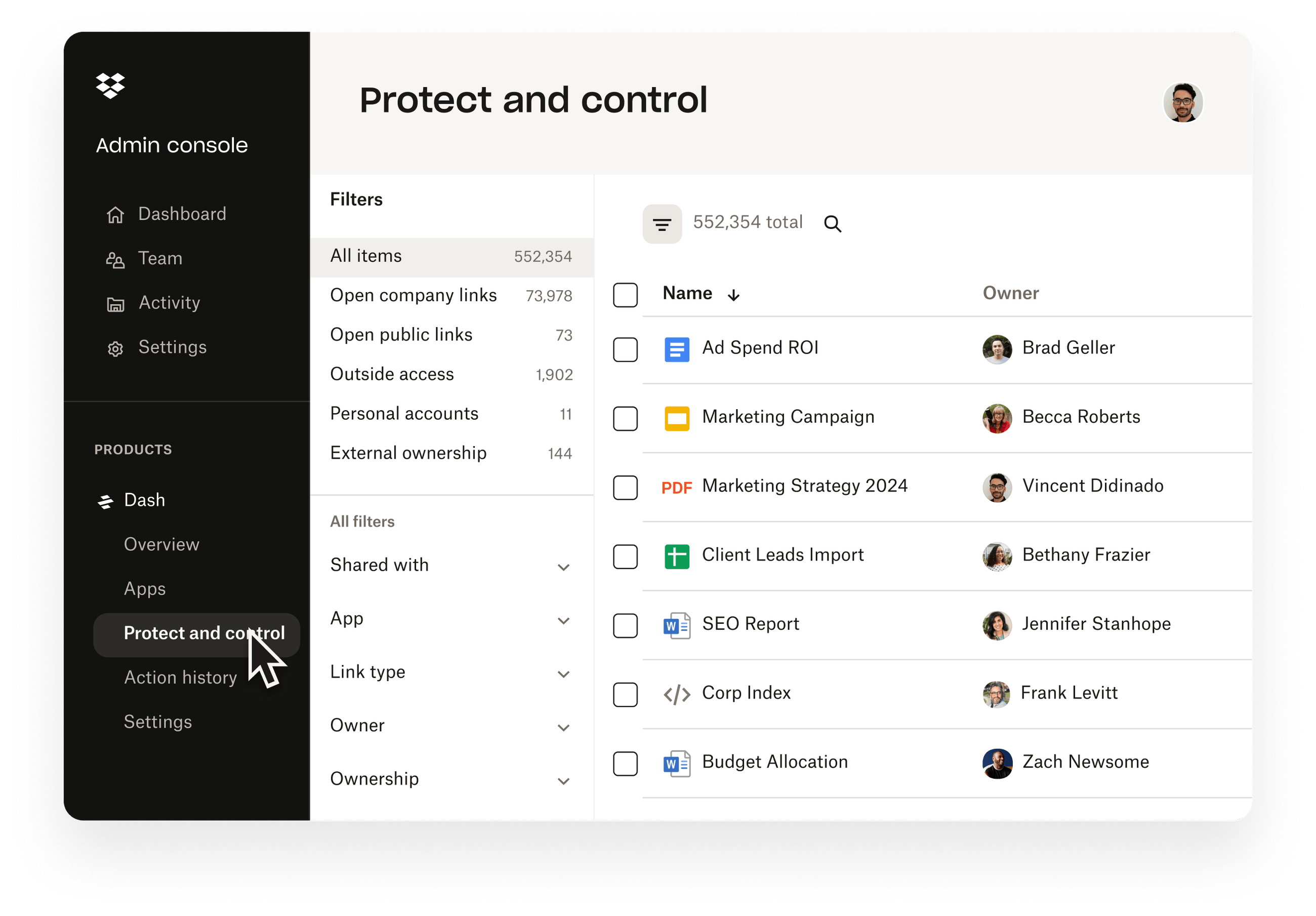 Manage everyone from one admin console | Dropbox Dash